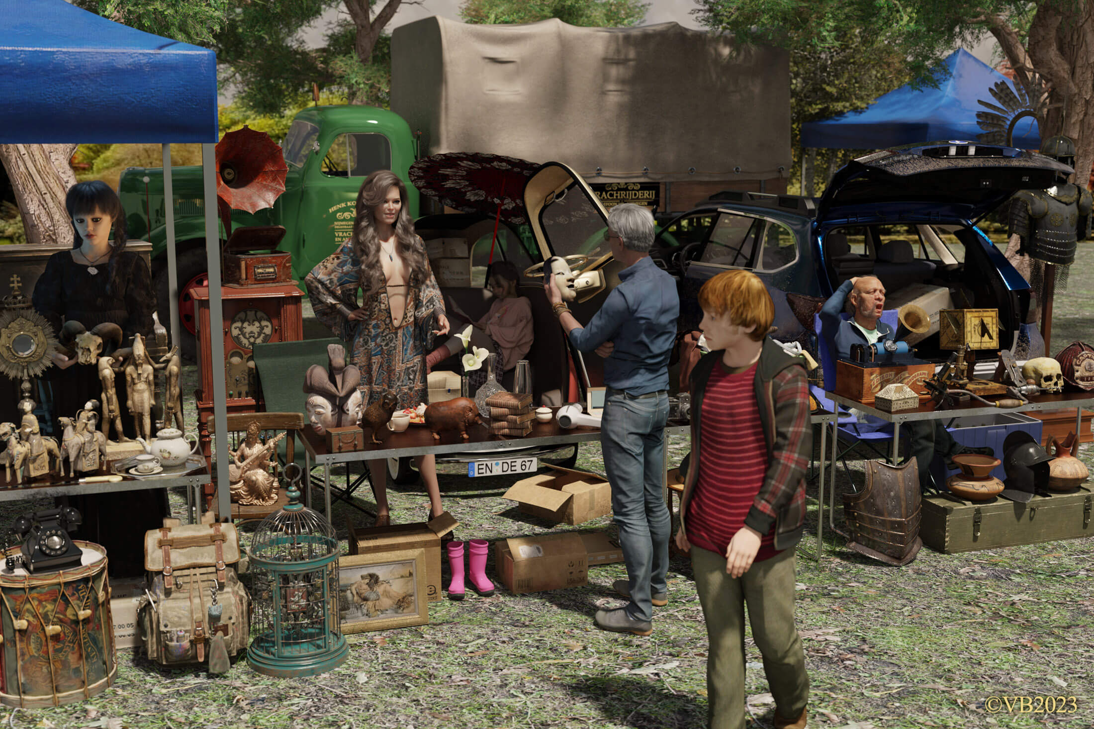 Flea market 2 3D Render, Digital Art by Mjrk