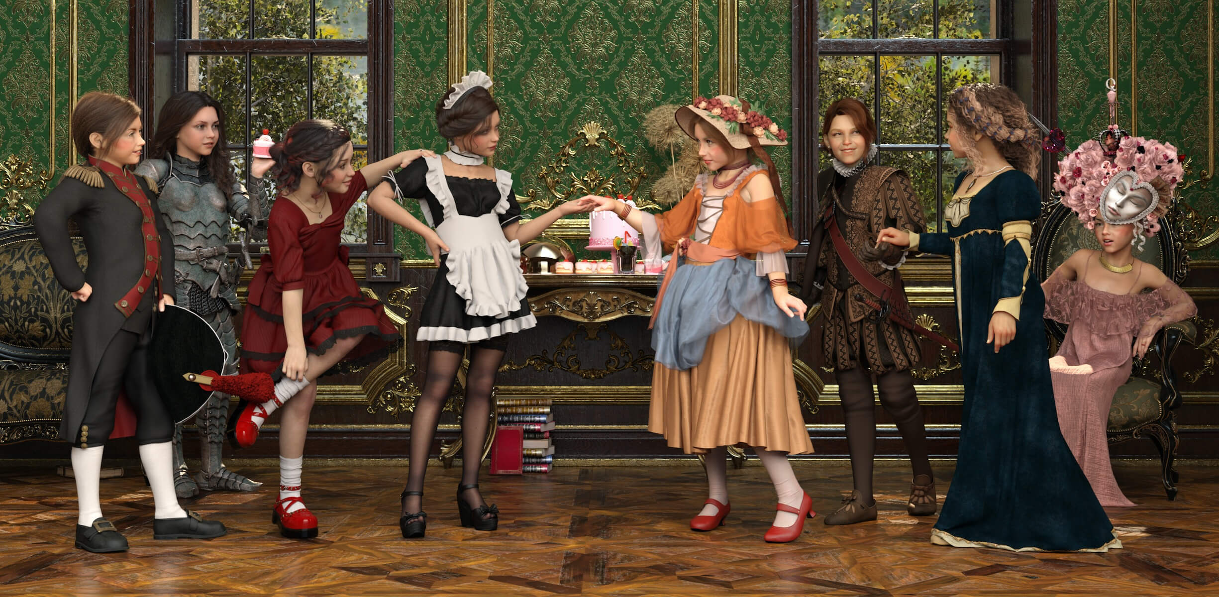 New Guests At The Costume Party 3D Render, Digital Art by Mjrk