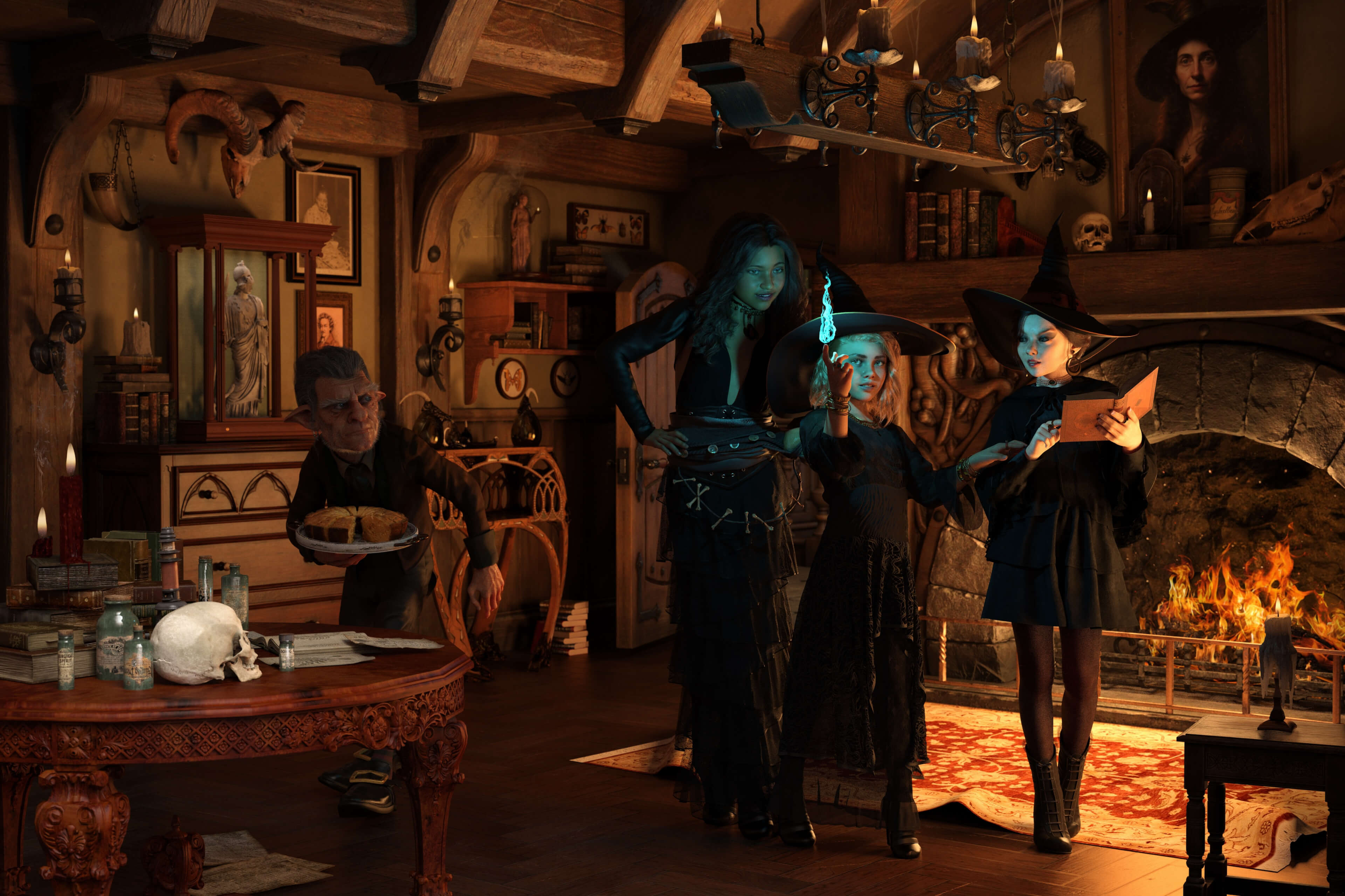 Practicing Magic Spells 3D Render, Digital Art by Mjrk