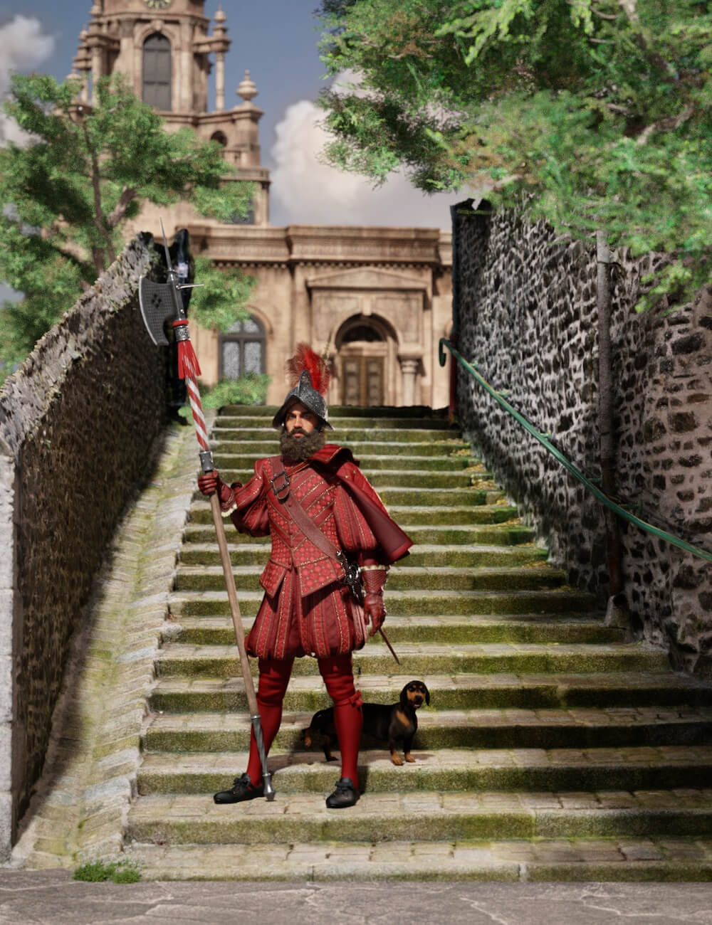 Renaissance clothes - Rendertest 3D Render, Digital Art by Mjrk