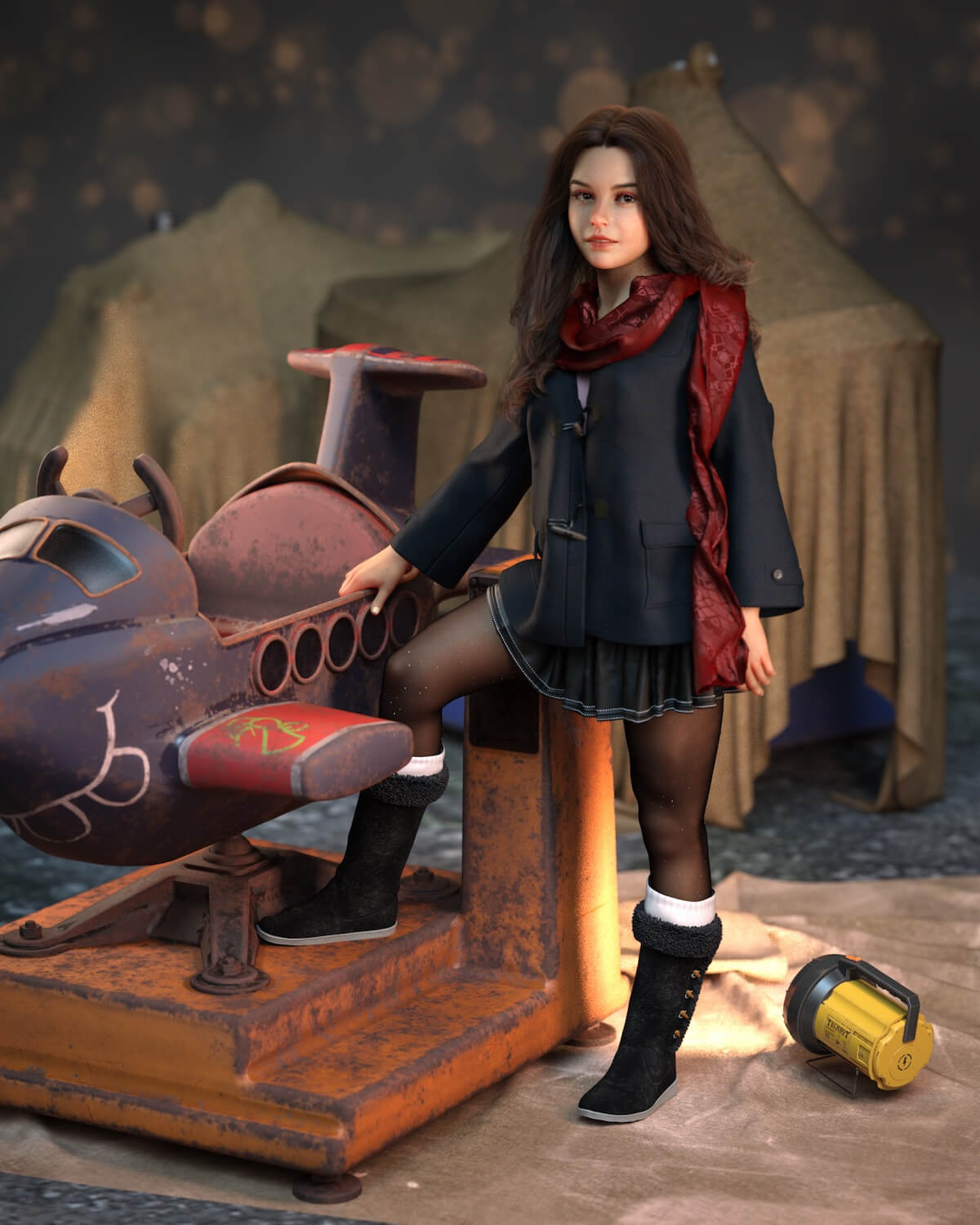 Testing the dynamic scarves 3D Render, Digital Art by Mjrk