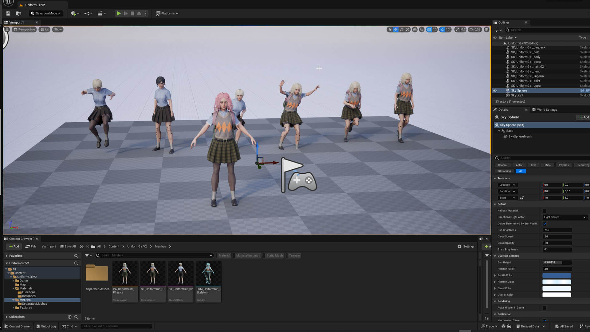 Uniform Girl V2 - 3D Model by MLTURBO