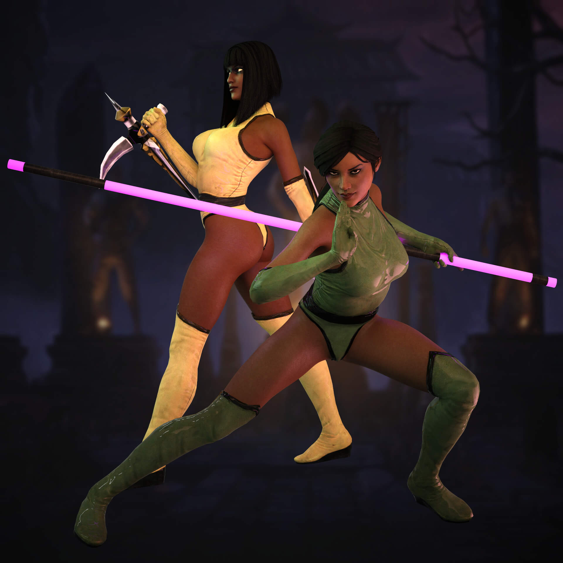 Jade x Tanya 3D Render, Digital Art by MMirror3D