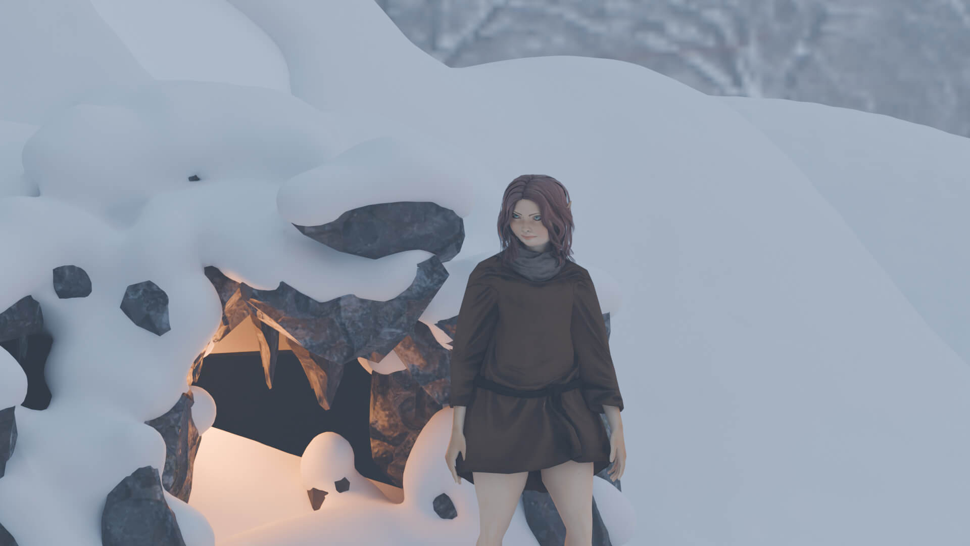 Snowbound Wonder 3D Render, Digital Art by mnaeemsabir