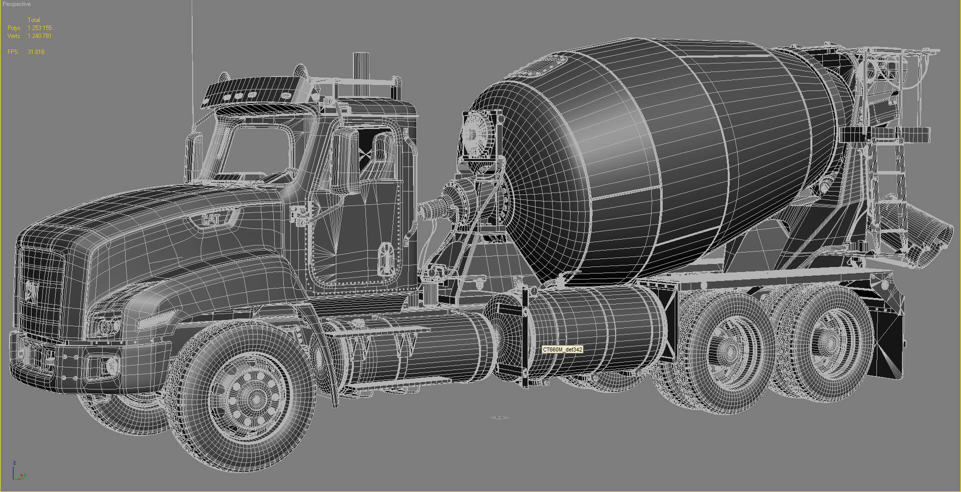 Cat Ct660M Concrete Mixer Truck - 3D Model by modelspro