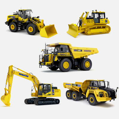 Collection Construction Machines Komatsu - 3D Model by modelspro