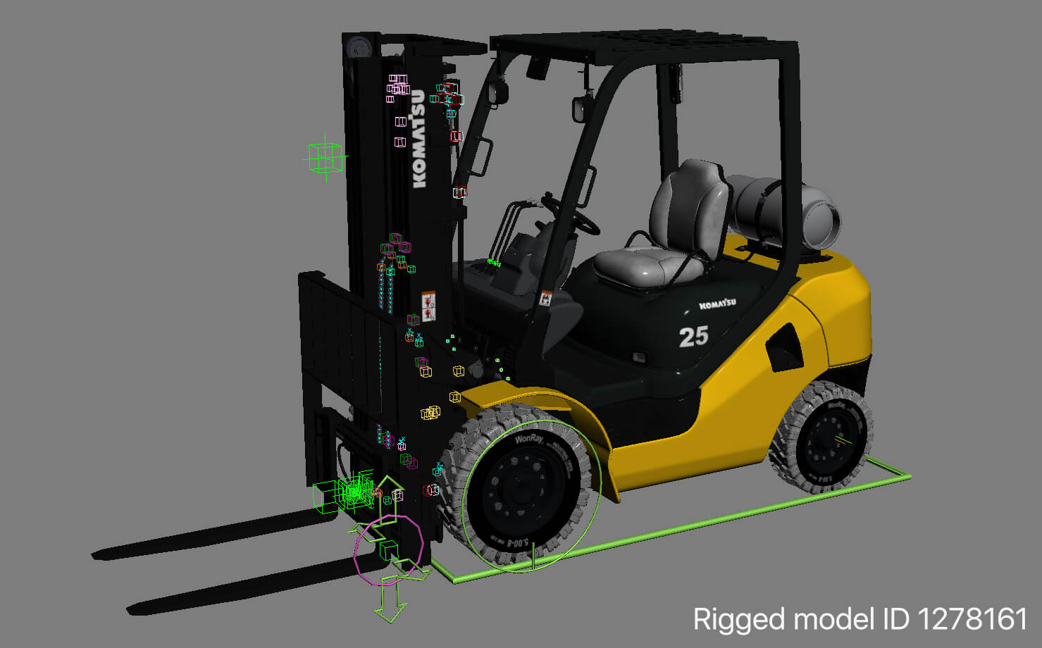 Forklift Komatsu BX50 Rigged - 3D Model by modelspro