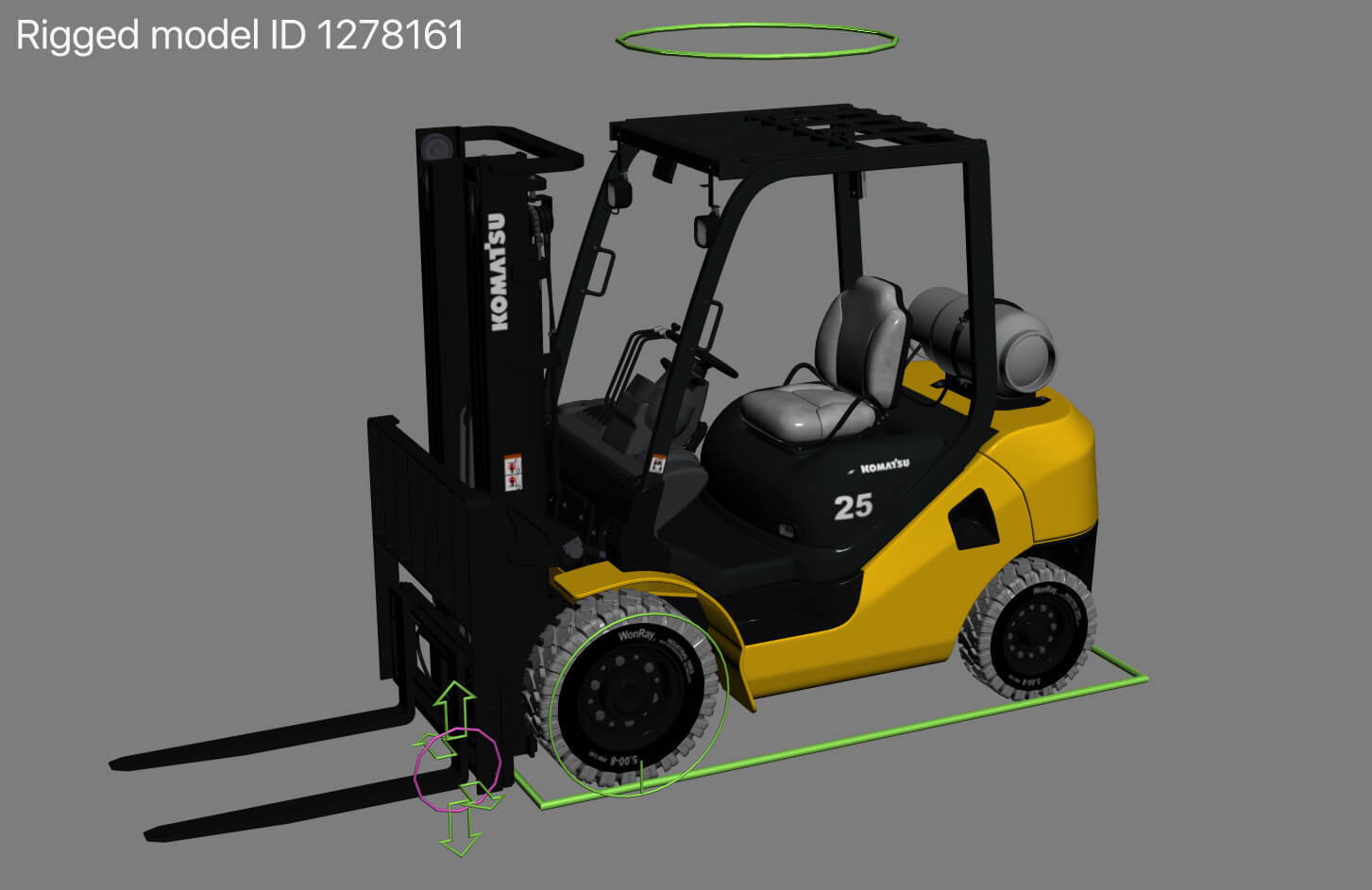 Forklift Komatsu BX50 Rigged - 3D Model by modelspro