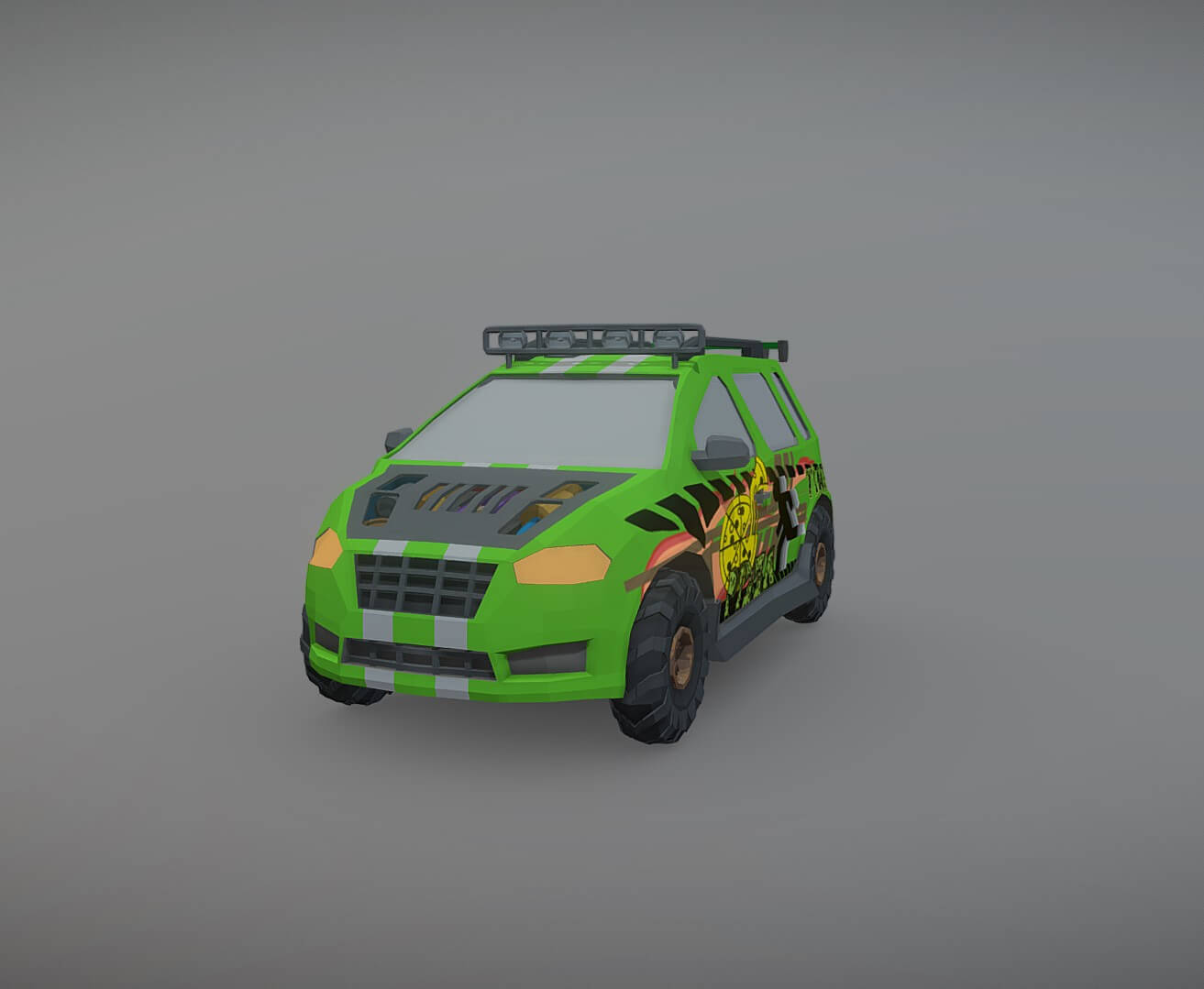 Low Poly Post Apocalypse Simple Sport Car - 3D Model by Modus_Studio