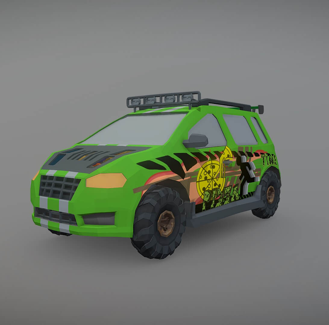 Low Poly Post Apocalypse Simple Sport Car - 3D Model by Modus_Studio