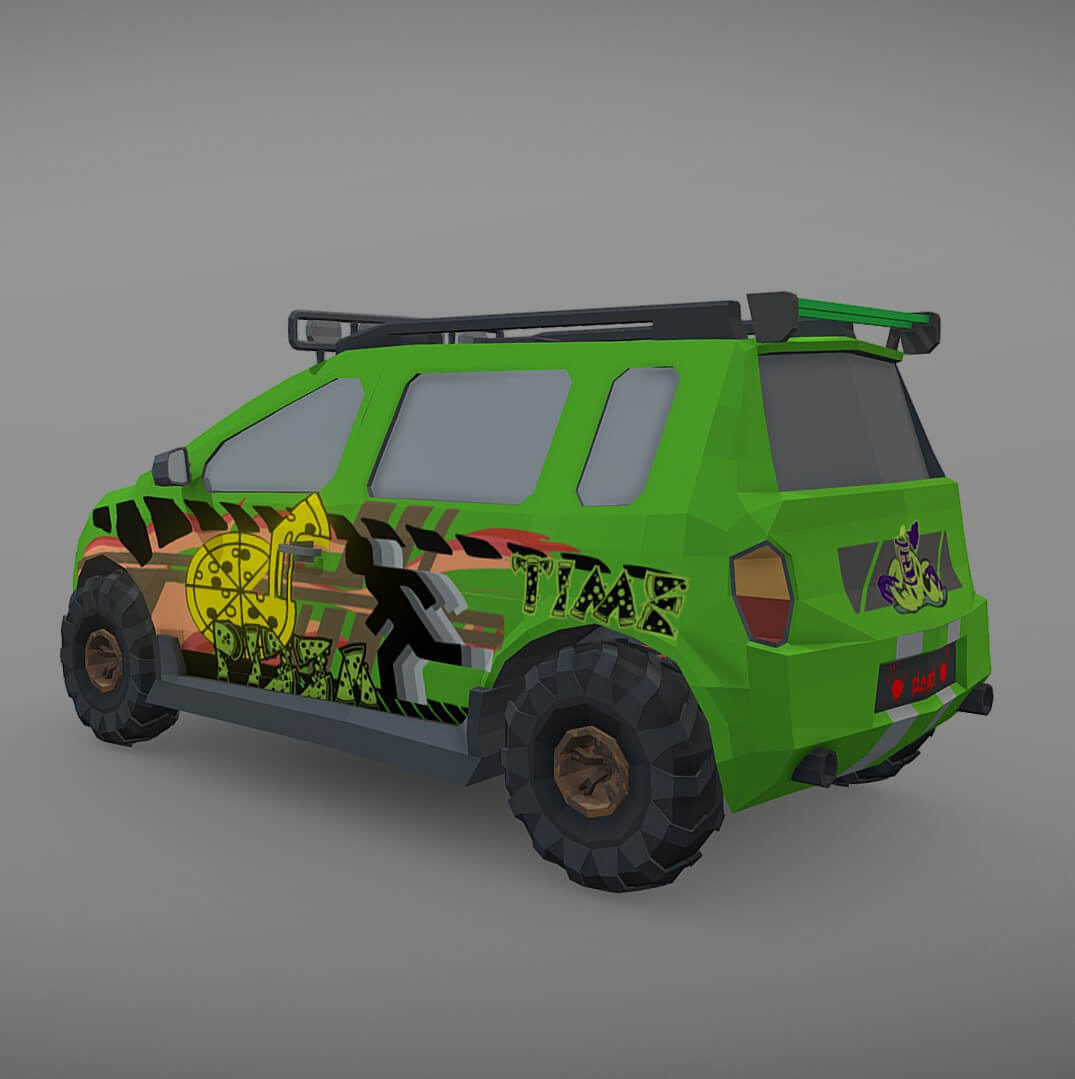 Low Poly Post Apocalypse Simple Sport Car - 3D Model by Modus_Studio