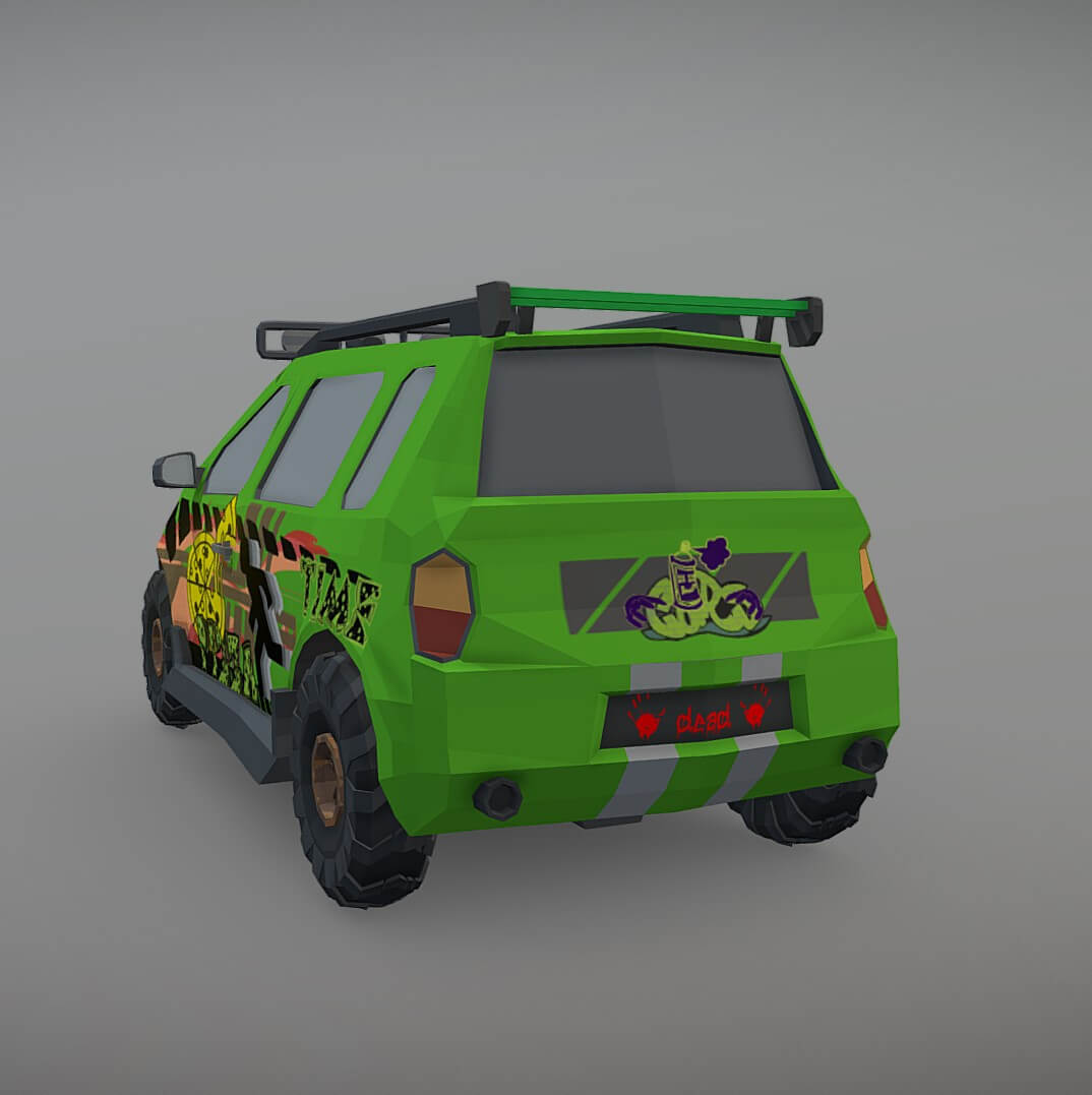 Low Poly Post Apocalypse Simple Sport Car - 3D Model by Modus_Studio