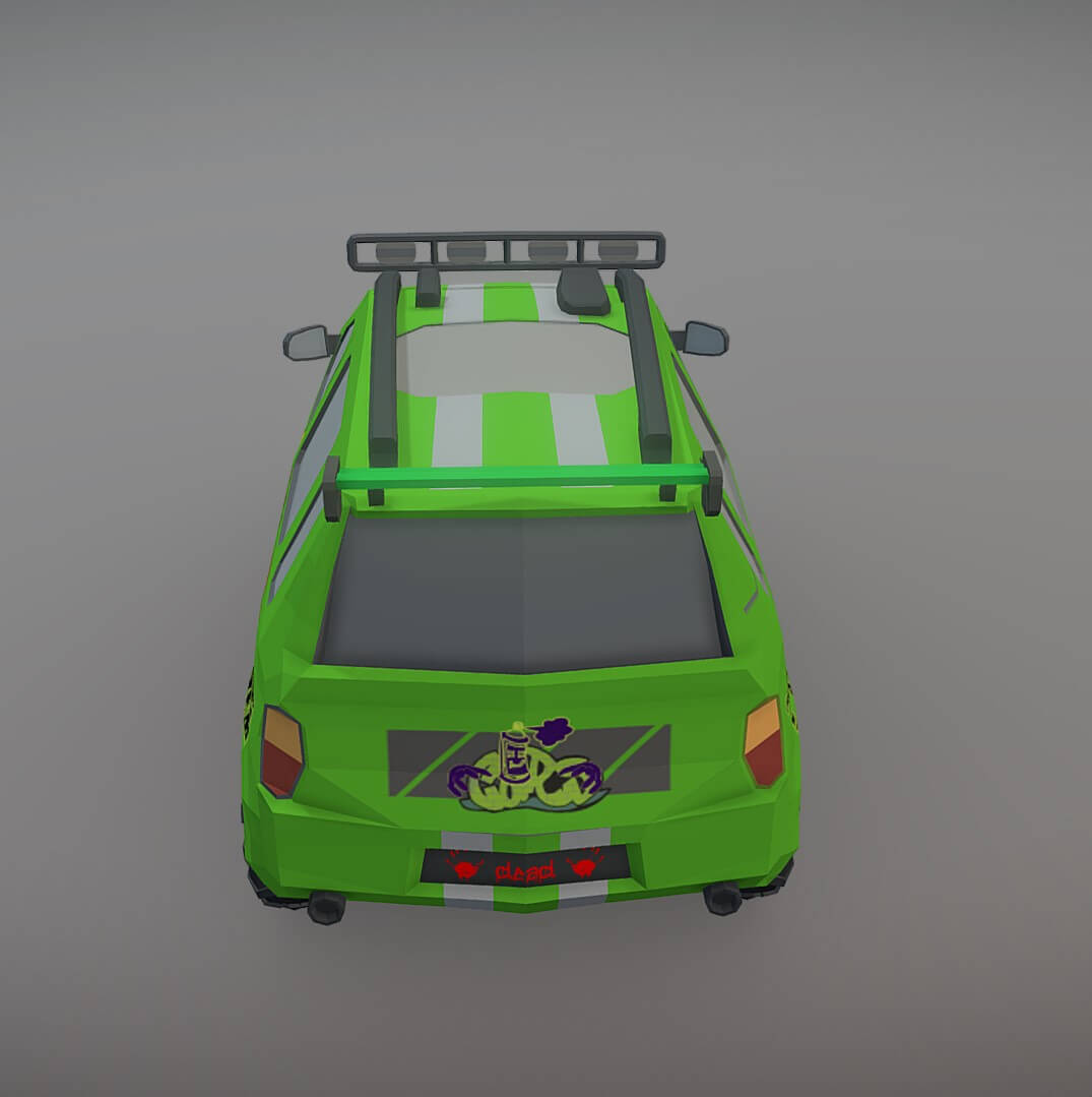 Low Poly Post Apocalypse Simple Sport Car - 3D Model by Modus_Studio