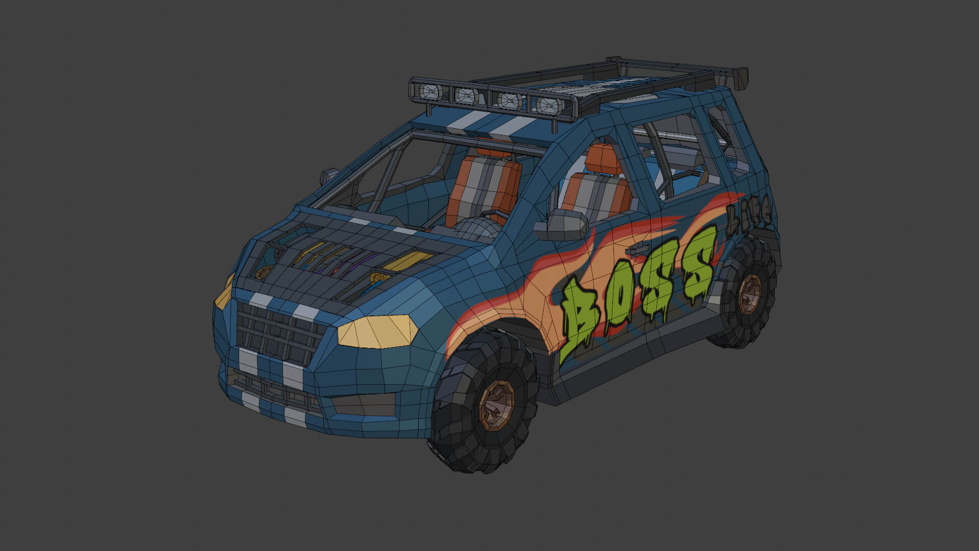 Low Poly Post Apocalypse Simple Sport Car - 3D Model by Modus_Studio