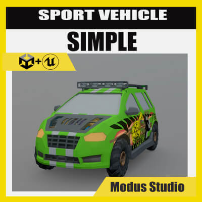 Low Poly Post Apocalypse Simple Sport Car - 3D Model by Modus_Studio