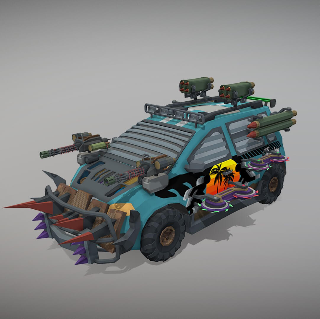 Low Poly Post Apocalypse Sport Car - 3D Model by Modus_Studio