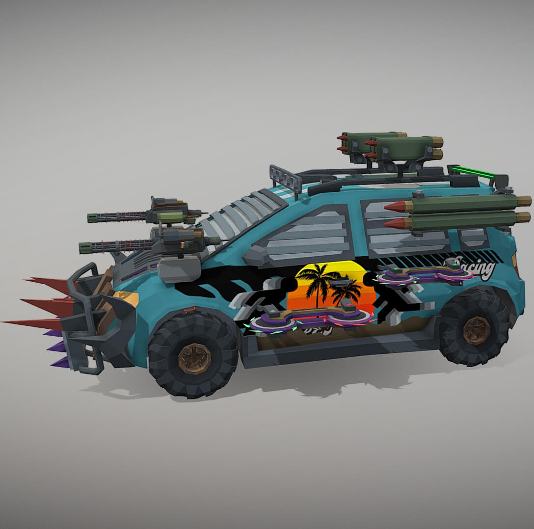Low Poly Post Apocalypse Sport Car - 3D Model by Modus_Studio