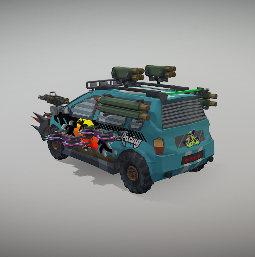 Low Poly Post Apocalypse Sport Car - 3D Model by Modus_Studio