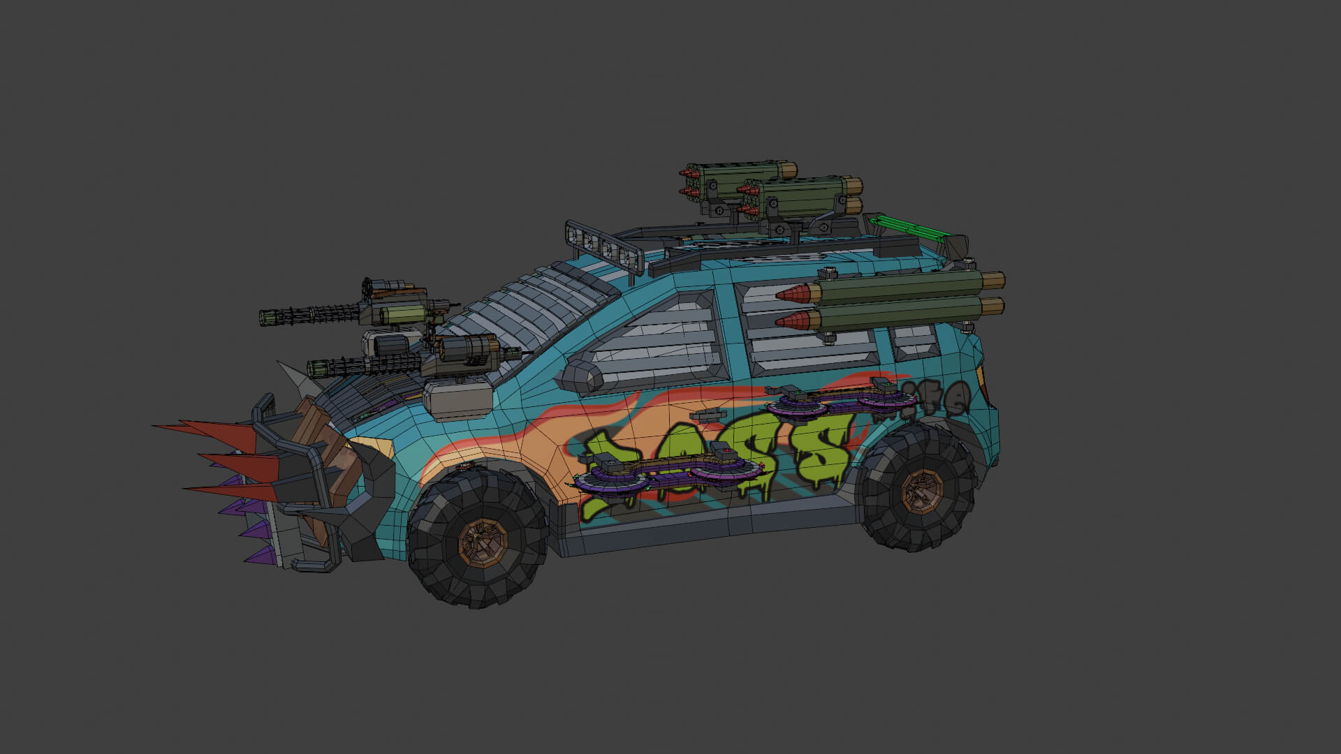 Low Poly Post Apocalypse Sport Car - 3D Model by Modus_Studio