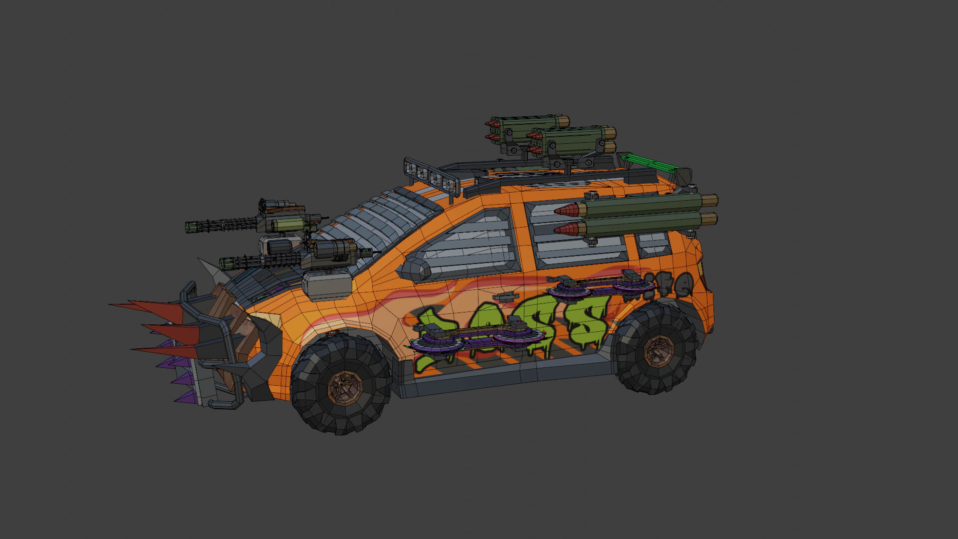 Low Poly Post Apocalypse Sport Car - 3D Model by Modus_Studio