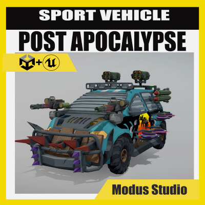 Low Poly Post Apocalypse Sport Car - 3D Model by Modus_Studio