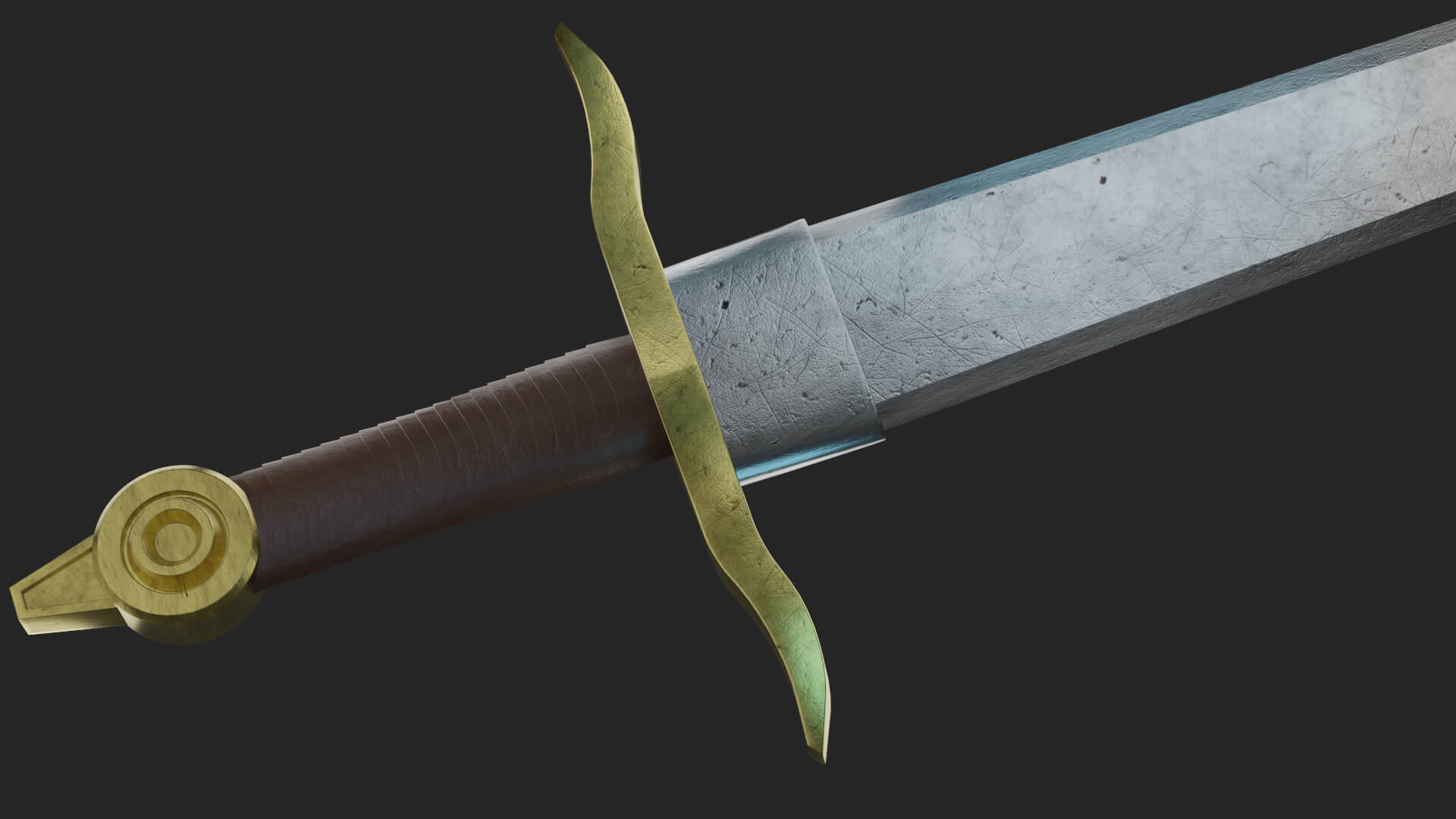 Realistic Sword - Steel and Gold 3D Model by mohamedhany4521