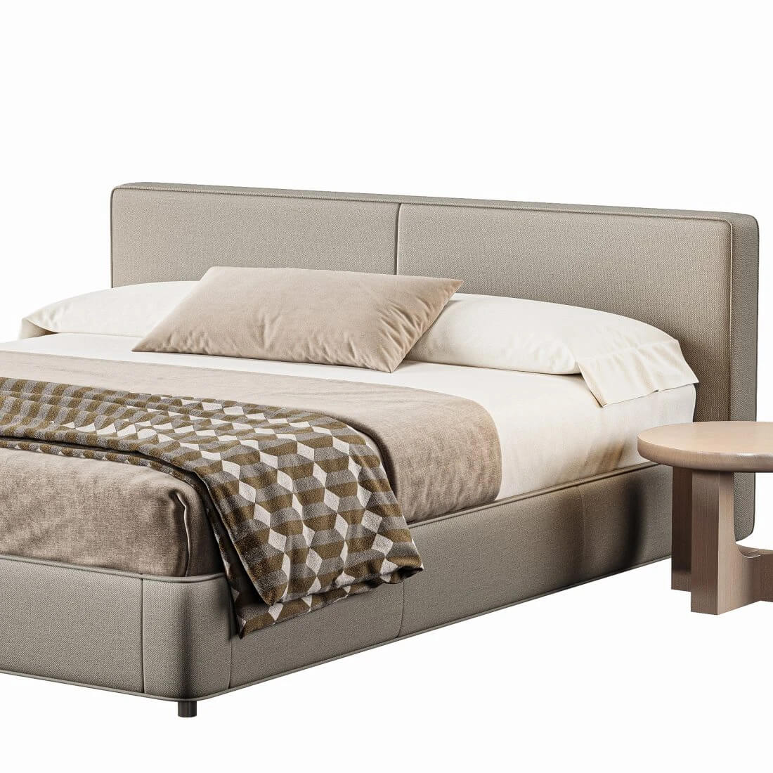Aidan Bed Sheepskin Camel - 3D Model by moliamod