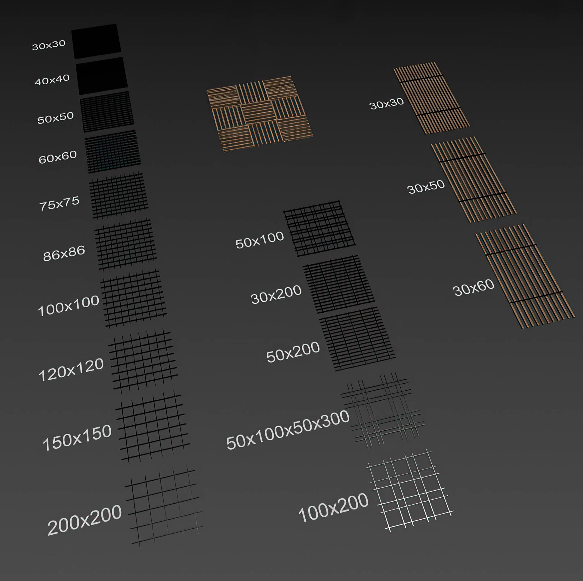 Collection of Slatted Ceilings Grilyato - 3D Model by moliamod