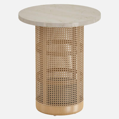 Vernet Travertine Cane End Table - 3D Model by moliamod