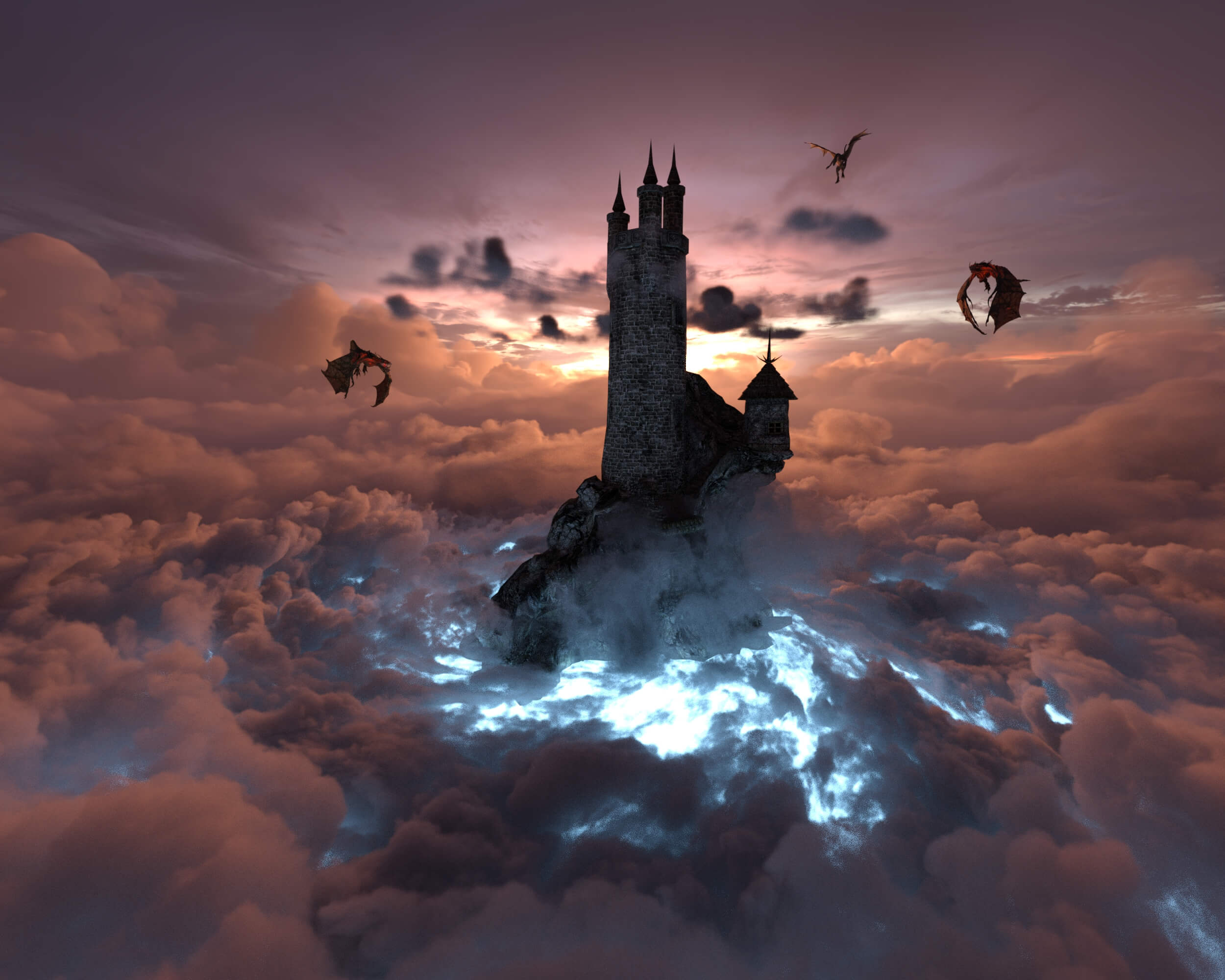Wizards Tower 3D Render, Digital Art by mona63by