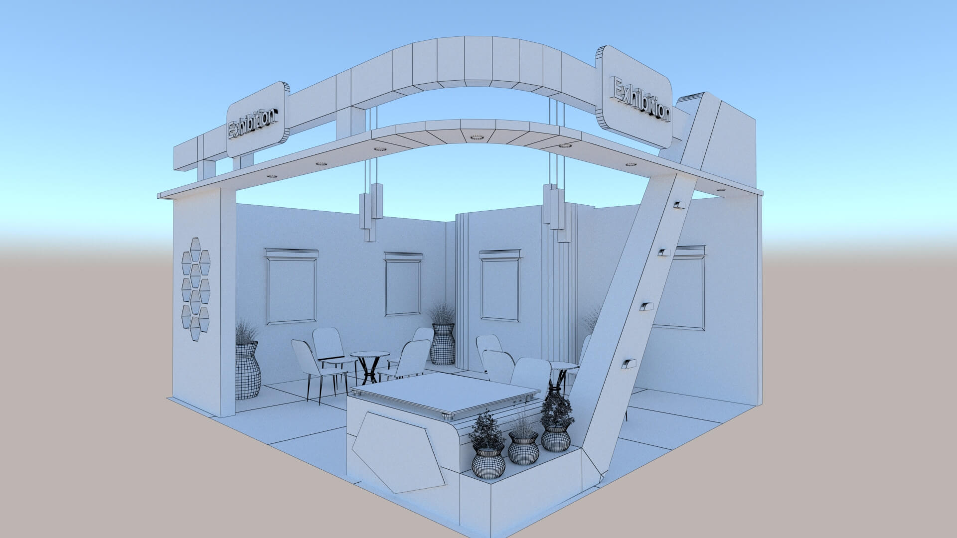 Modern Exhibition Stall - 3D Model by Mono03