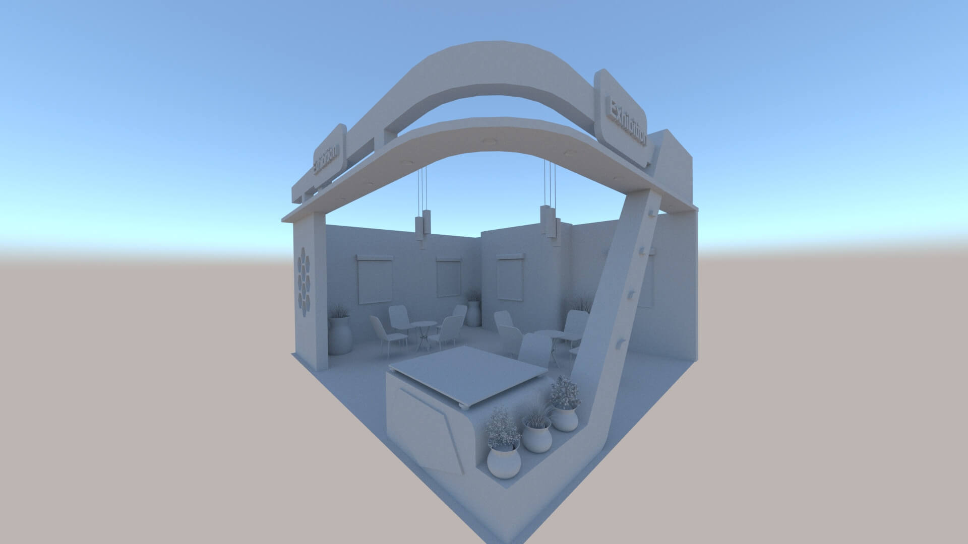 Modern Exhibition Stall - 3D Model by Mono03