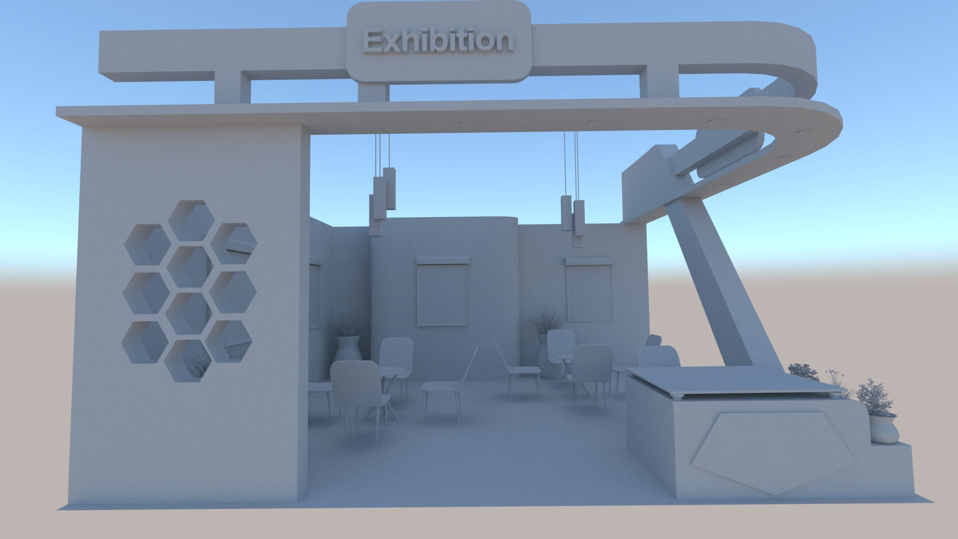 Modern Exhibition Stall - 3D Model by Mono03