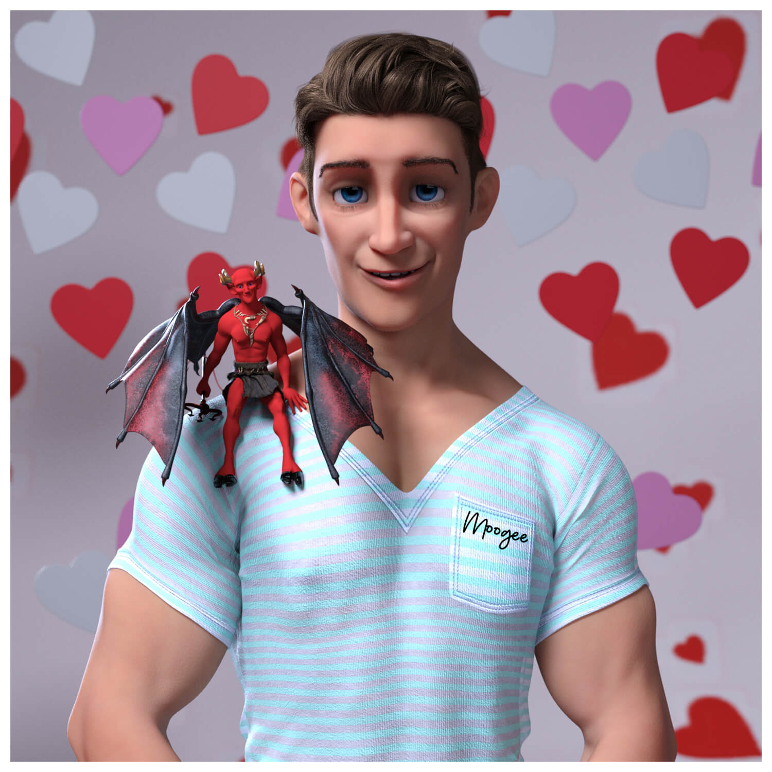 It's That Ole Devil Called Luv Again 3D Render by Moogee