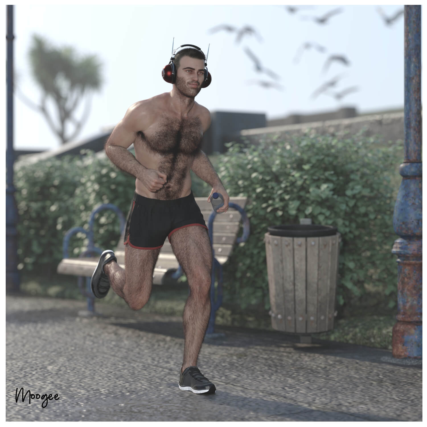 Morning Run 3D Render, Digital Art by Moogee