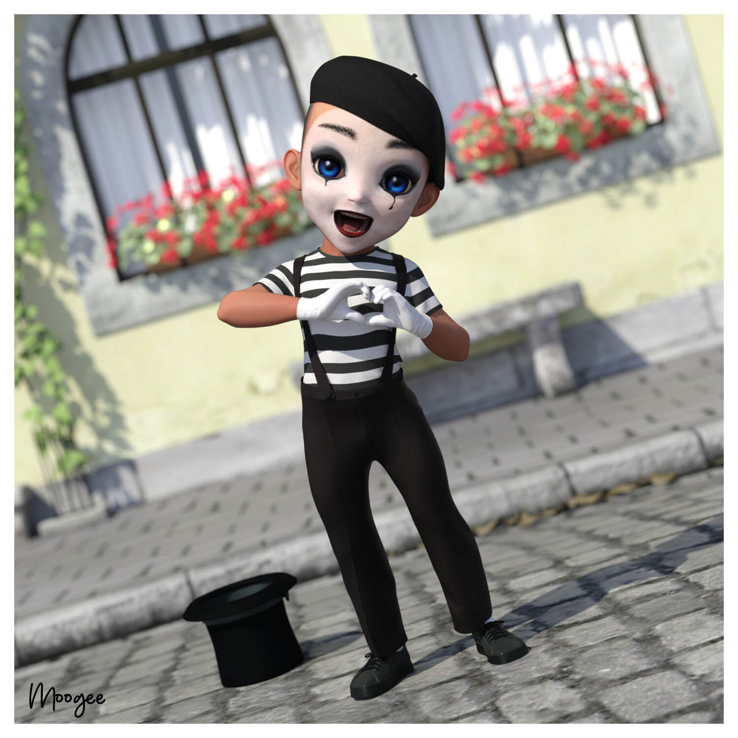 The Littlest Mime 3D Render, Digital Art by Moogee