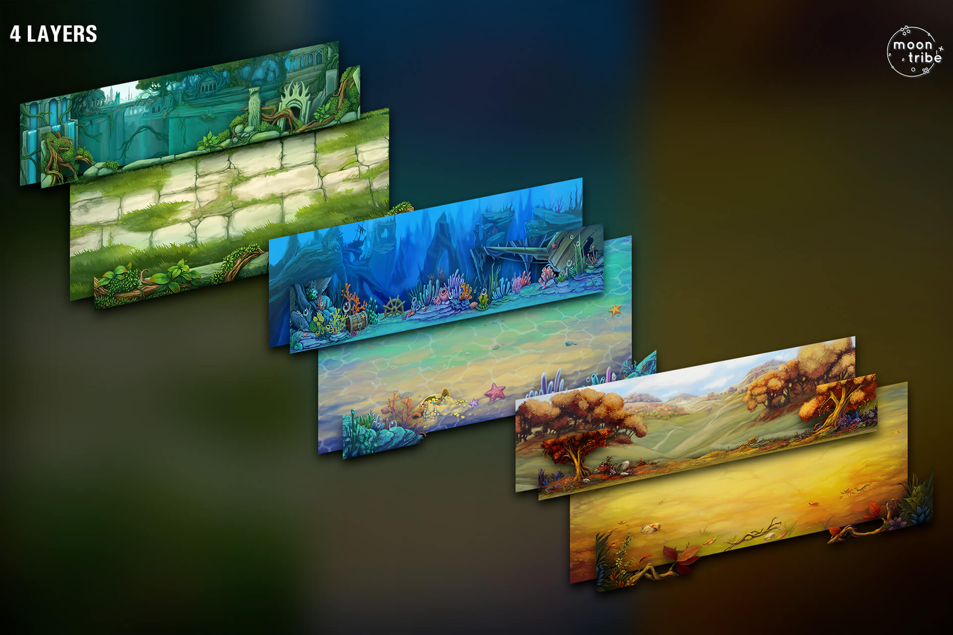 Fantasy Backgrounds #1 - 2D Game Asset by Moon_Tribe