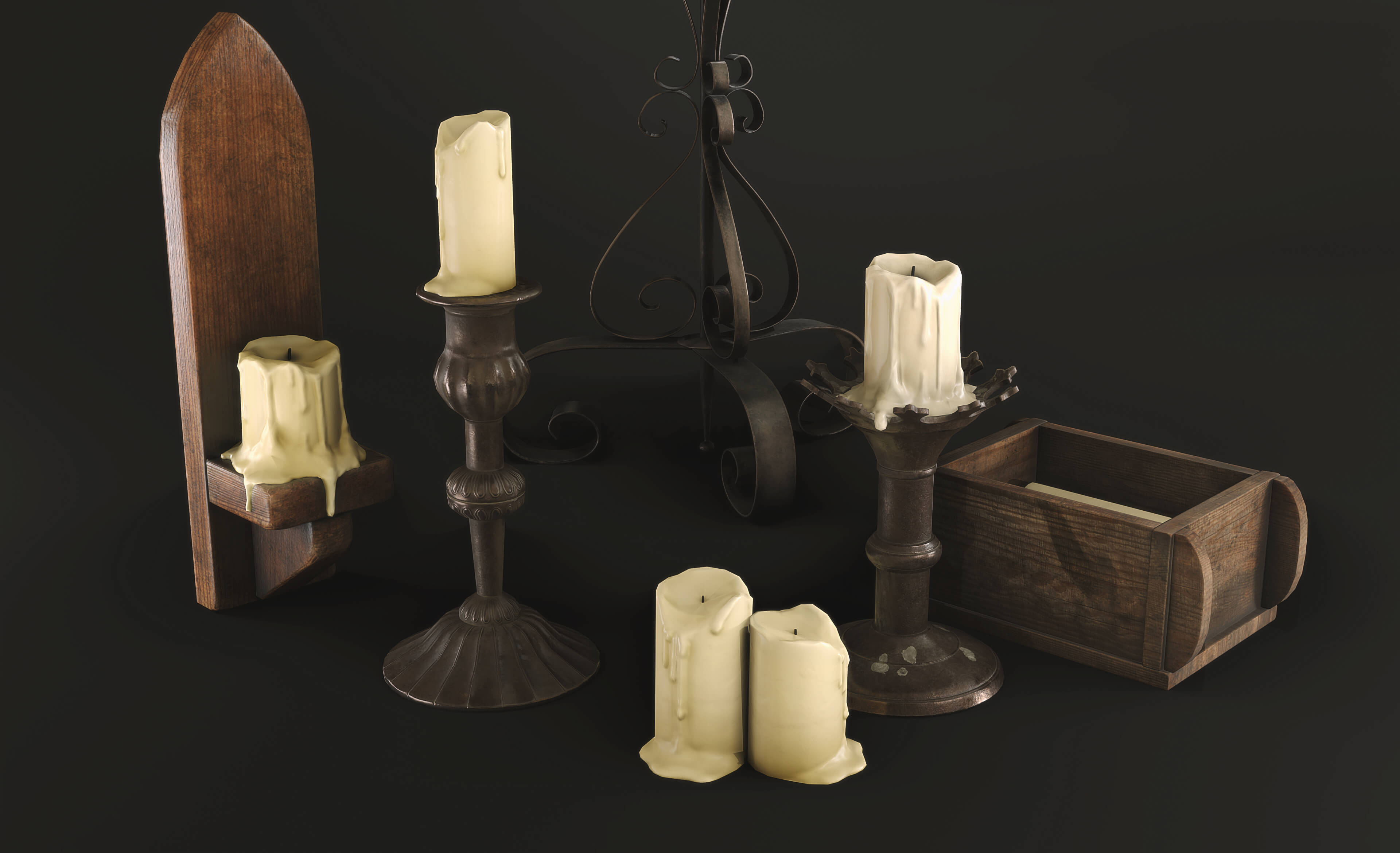 Medieval Candles Pack - 3D Model by Moonglade