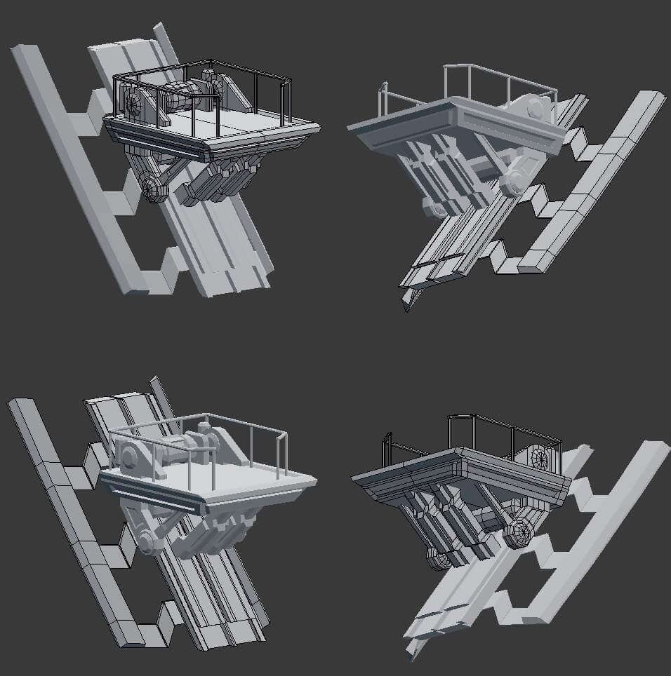 Sci-fi Diagonal Elevator 3D Model by MoonLoop