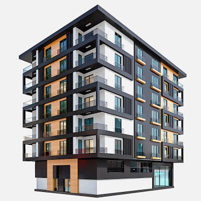 Modern Residential Building - 3D Model by moradalia