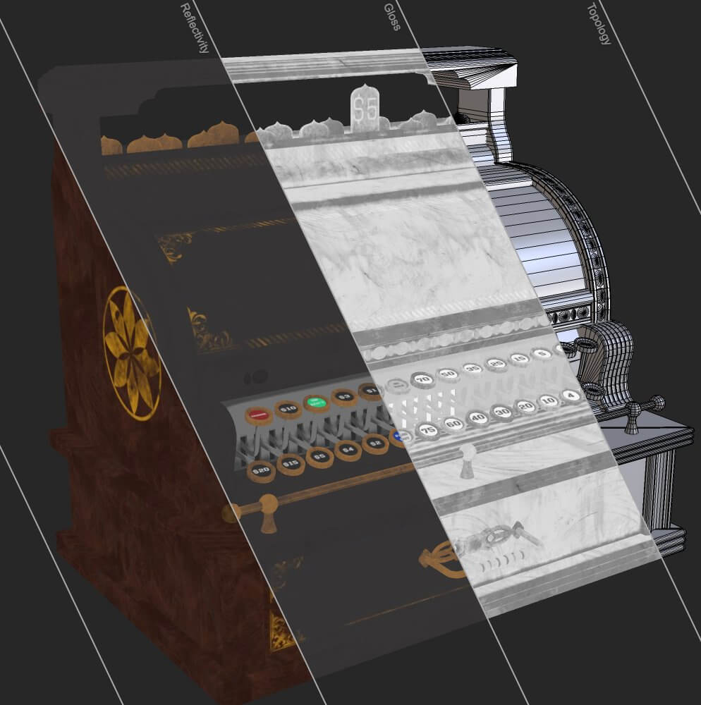 Old Antique Cash Register - 3D Model by MovART