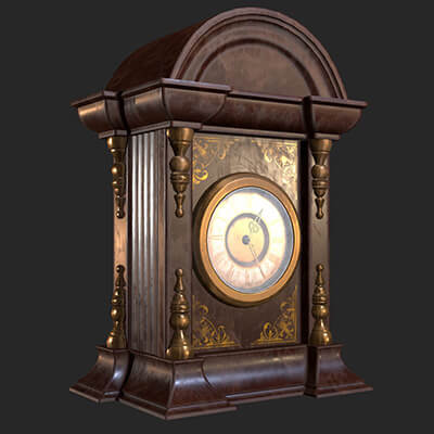 Old Antique Table Clock - 3D Model by MovART