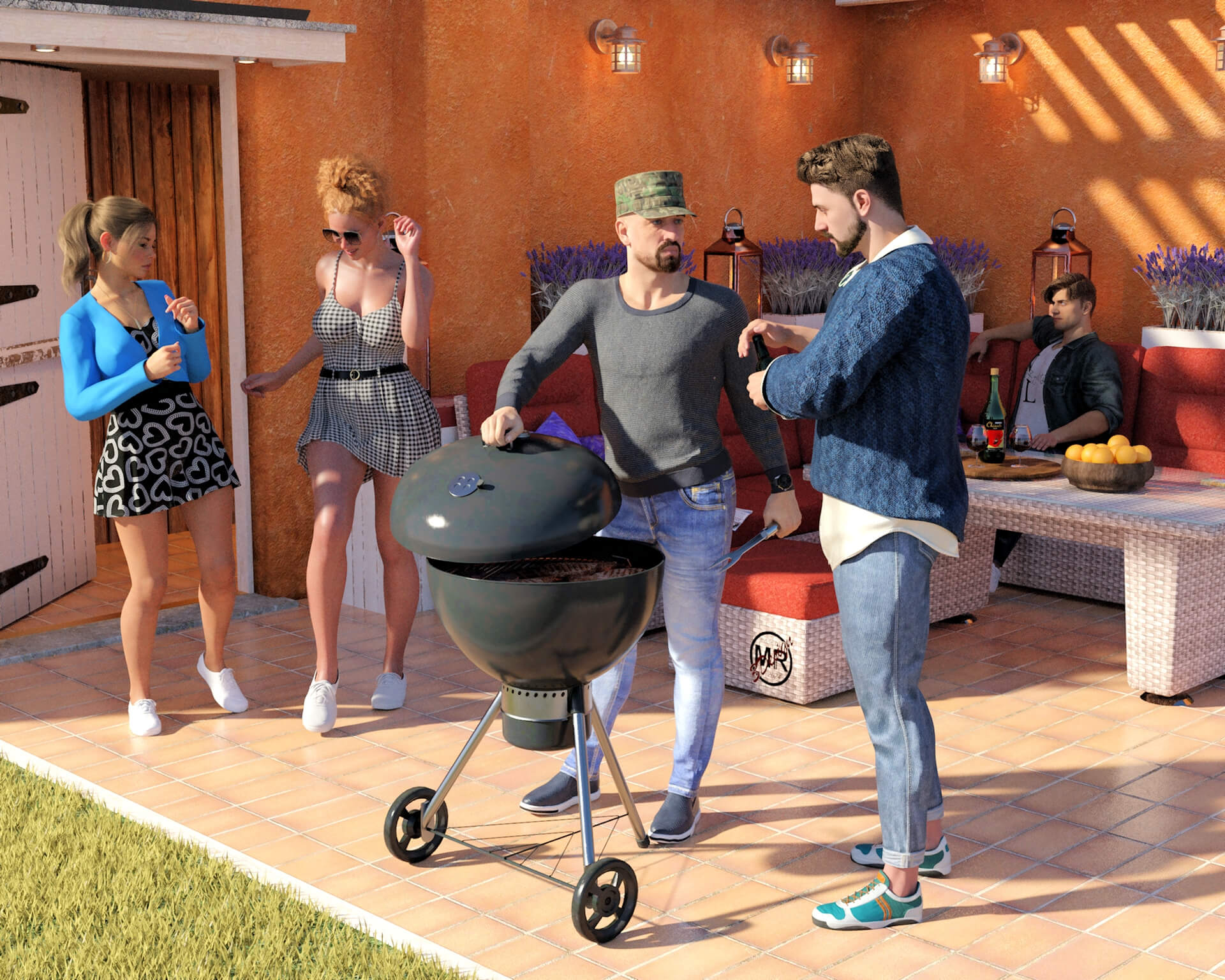 BBQ party in the beach house 3D Render | RenderHub Gallery