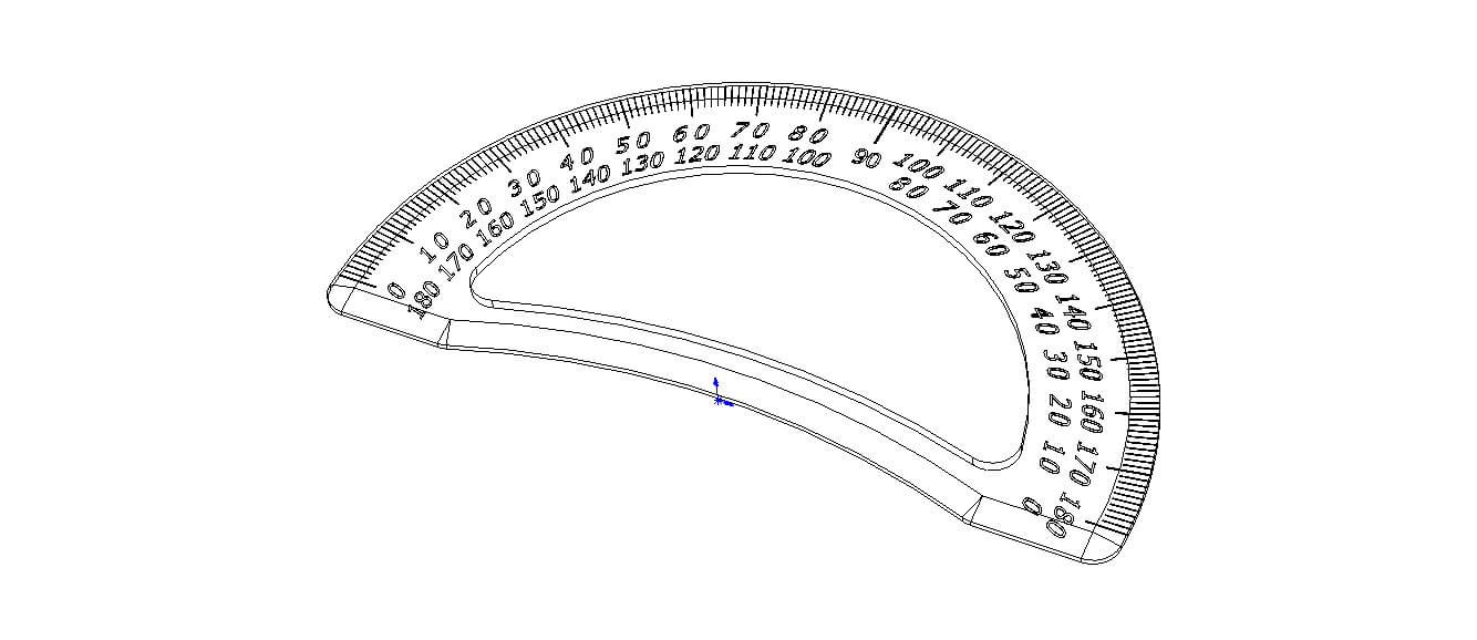 180 Degree Protractor 15cm - Free 3D Model by MRAnyCAD