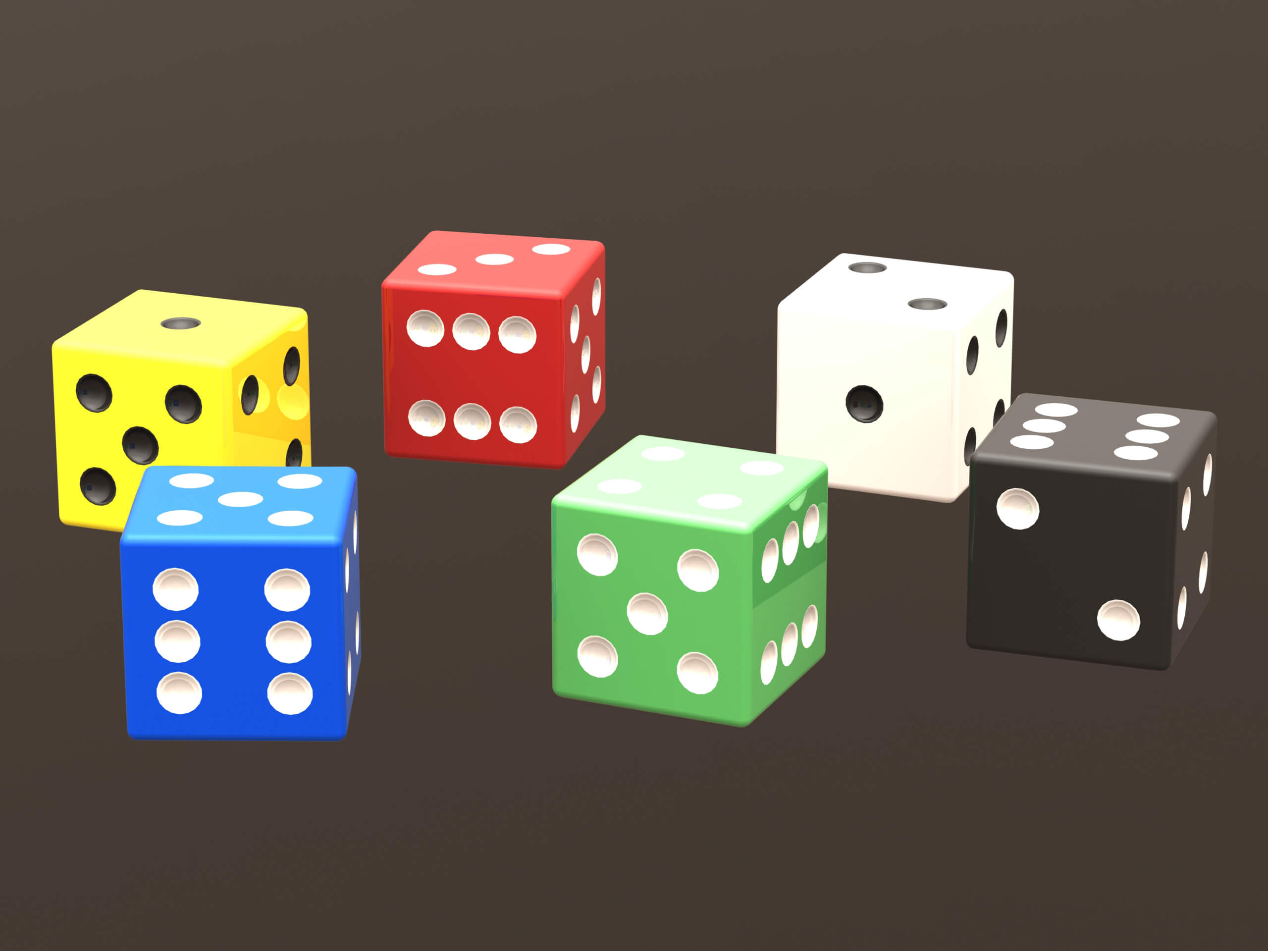 6 Sided Plastic Dice Set - 3D Print Model by MRAnyCAD