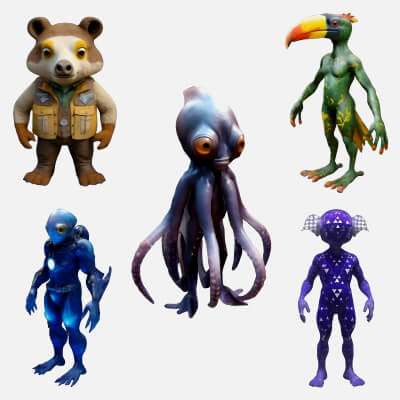 Anthropomorphic Character Collection - 3D Model by MRAnyCAD