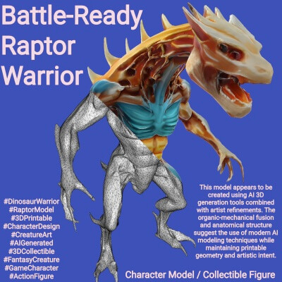 Battle-Ready Raptor Warrior Free 3D Model by MRAnyCAD