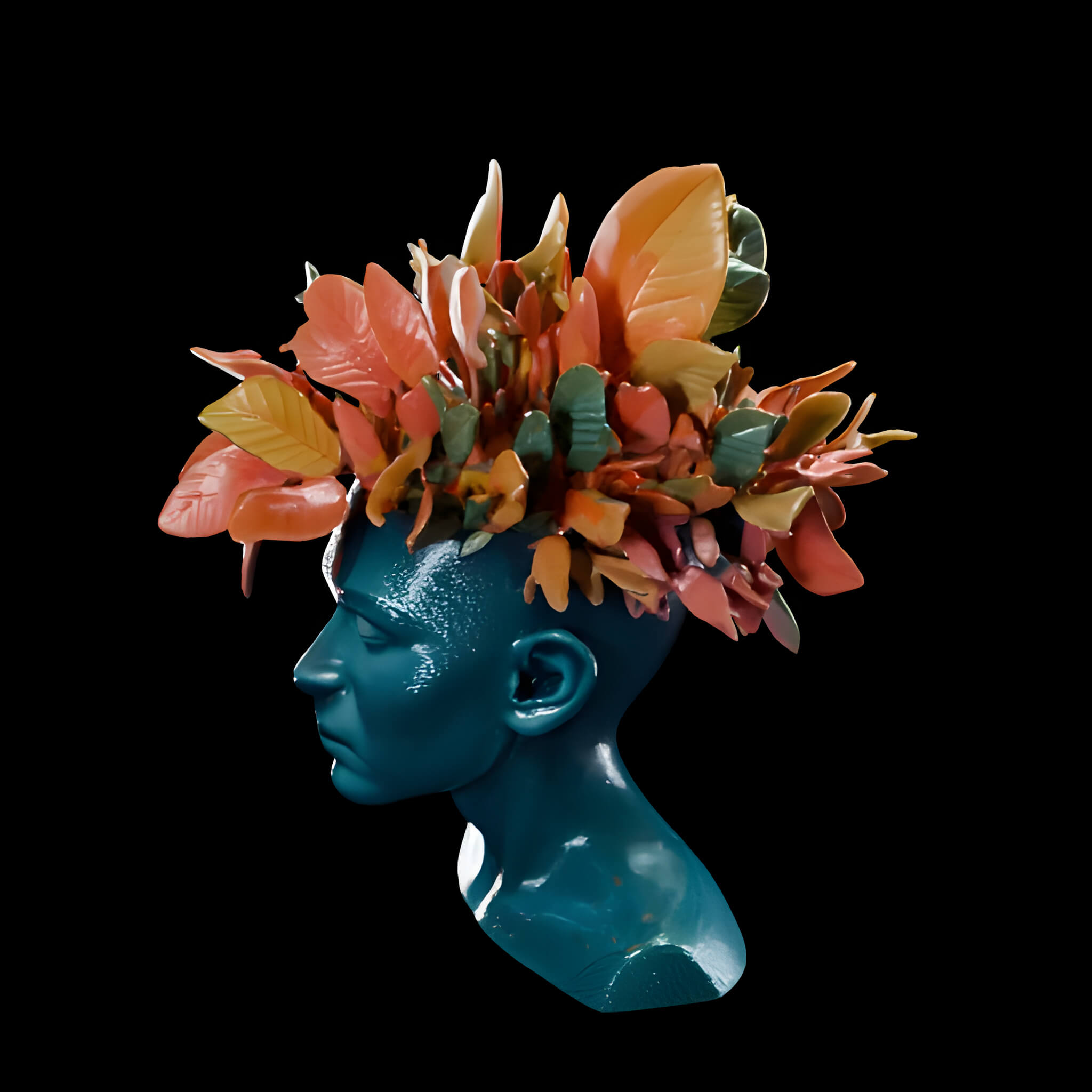 "Blooming Minds" Collection - Artistic Head Plante 3D Model by MRAnyCAD