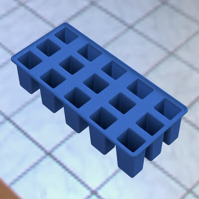 Blue Plastic Ice Cube Tray - 3D Model by MRAnyCAD