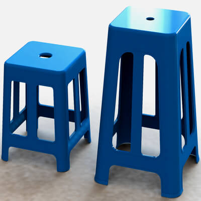 Blue Plastic Stool - 3D Model by MRAnyCAD